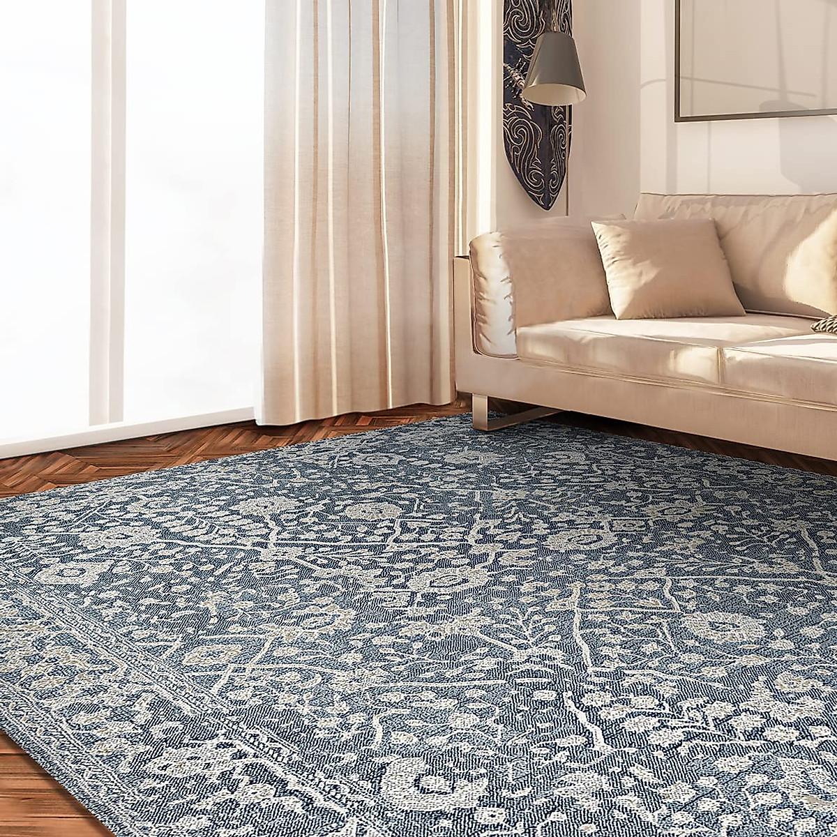 Couristan Marina Lillian Area Rug Slate Blue/Oyster, 5'3" x 7'6"