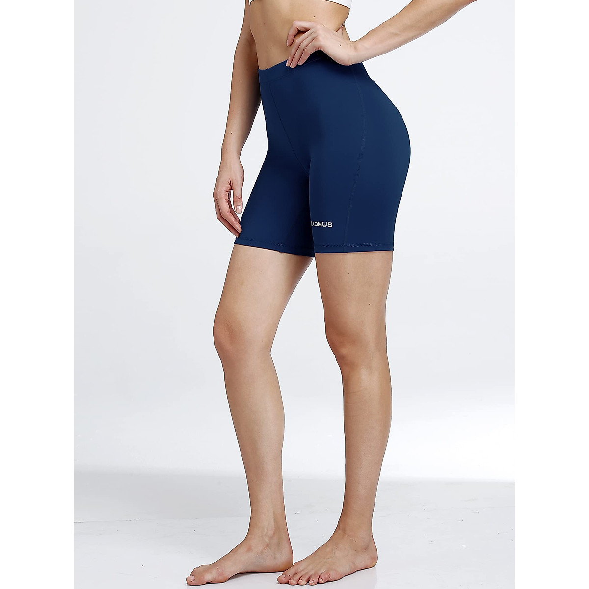 CADMUS Women's 8" High Waisted Biker Yoga Athletic Compression Shorts,3 Pack,1014,Black,Grey,Navy Blue,Small