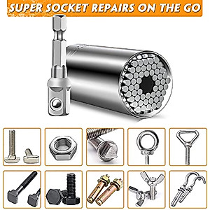 Bemebike Universal Socket Wrench Set, Chrome Vanadium Steel, 54 Spring Pins, Adjustable to 19mm - 3/4 Inches