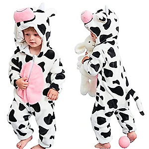 QIAONIUNIU Halloween Baby Cow Costumes Toddler Onesie Infants Cosplay Romper 30-36 Months