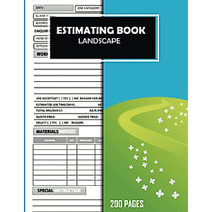 Estimating Book Landscape: Designed For Lanscapers To Track Work Quote. Estimate Log and Form For Landscaping Work and Lawn Care Operator. Appreciation Gifts For Landscapers