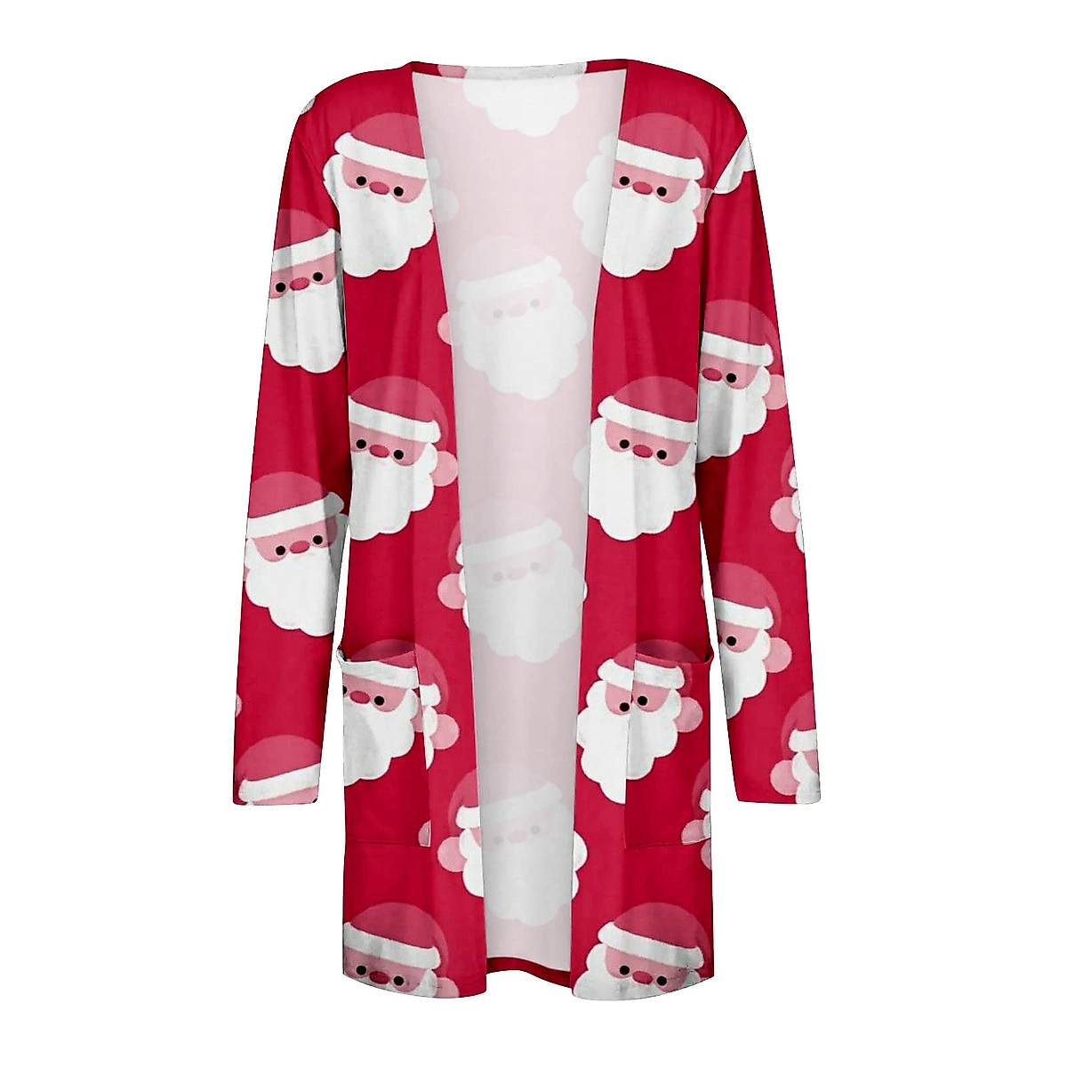 Womens Christmas Sweater Women's Christmas Cardigan Sweater Lightweight Knitting Open Front Coat Xmas Tree Elk Print Holiday Top Outwear Knitted Cardigan(AA-Red X-Large)