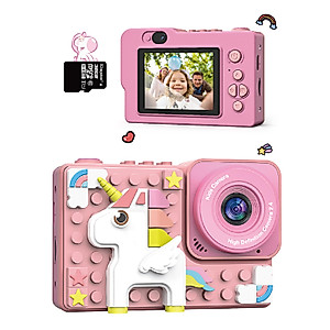 Kids Unicorn Camera Toys for Grils Boys: Kizeefun Mini HD Selfie Video Digital Camera for 3-12 Year Old Children, Christmas Birthday Gifts for 3 4 5 6 7 8 9 Baby Toddler