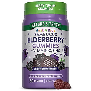 Nature's Truth Kids Elderberry Gummies | 50 Count | with Zinc and Vitamin C | Vegan, Non-GMO & Gluten Free Supplement