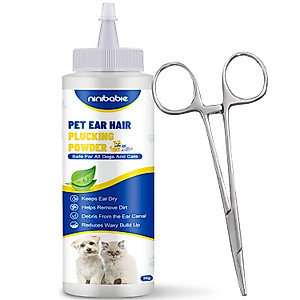 Ninibabie Upgraded Dog Ear Powder,Dog Ear Infection Treatment with 5.5inch Ear Hair Removal Tool,Effectively Removes Buildup and Ear Odor, Soothes Itchy