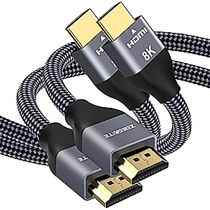 MINJANDLEE 2Pack 8K HDMI 2.1 Cable 48Gbps Certified Ultra High Speed HDMI Braided Cord 10ft, 4K120 8K60 144Hz eARC HDR HDCP 2.2 2.3 3D, Compatible with Ethernet PS5, PS4, X-Box Series X, LG QLED TV