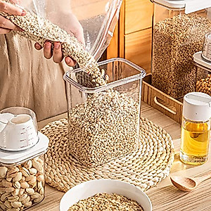 Bigougem Clear Cereal Storage Containers with Lids Airtight, Large Diameter Kitchen Storage Containers for Flour Rice Beans M