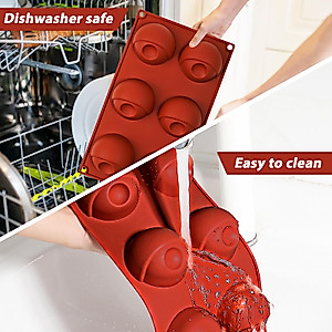 Webake Eyeball Jello Mold Silicone Halloween Jello Mold Shaped with Scary Eyes for Cake, Jelly, Hot Cocoa Bomb, Soap, 6-Cavity Semicircle Ball Mold for Halloween Trick or Treat Party