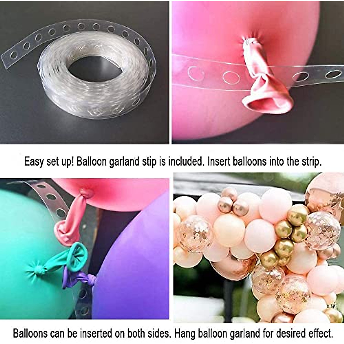 BParty 156PCS Pink Rose Gold Balloon Garland Arch Kit Pink Rose Gold Confetti Chrome Gold Balloons 4D Rose Gold Balloon for Girl Birthday Bridal Shower Baby Shower Decorations (Rose Gold Pink)