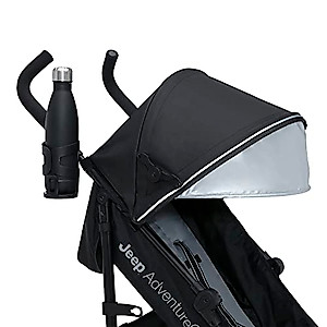 Jeep AdventureGlyde Stroller by Delta Children - Lightweight Travel Stroller with Smoothest Ride & Compact Fold, 3-Position Recline, Extra Large Storage Basket, Black/Grey