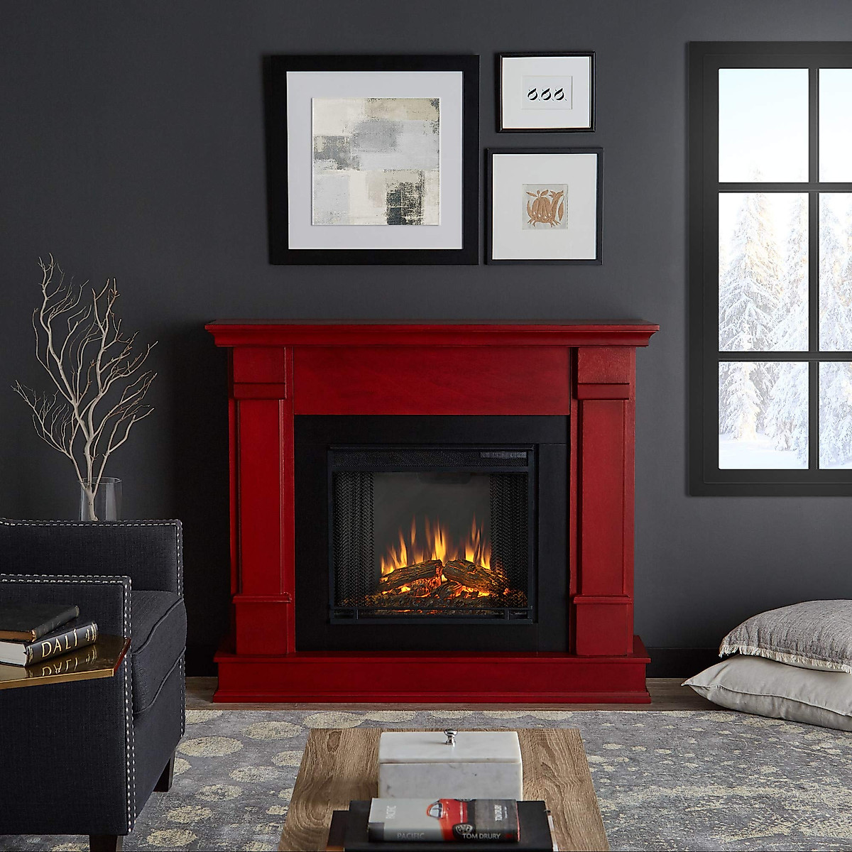 Real Flame G8600E-W Silverton Electric Fireplace, Medium, White