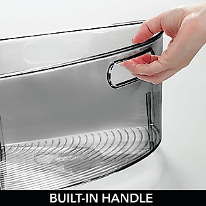 mDesign Kitchen Cabinet Plastic Lazy Susan Storage Turntable Organizer Bins w/Built-In Handle - Large Triangle Corner Dividers for Pantry - 1/4 Wedge, 6" Deep - Ligne Collection - 2 Pack - Smoke Gray