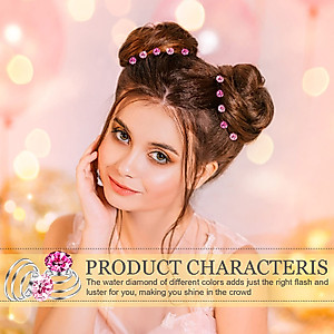 Xinnun 48 Pieces Rhinestone Hair Clips, Spiral Twist Hairpins with Rhinestone Crystal Metal Base, Hair Accessories for Wedding Bridal Prom Party, 1.4 cm/ 0.6 inches Diameter, 48 Pieces