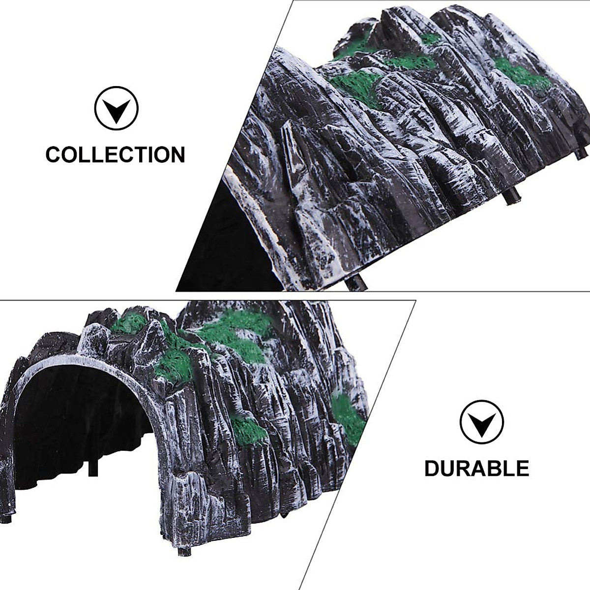 Toyvian Simulation Rockery Train Cave Tunnel Model DIY Miniature Railway Scene Accessory for Home Art Plastic Rockery Tunnel Figurine Miniature Garden Decor-3PCS