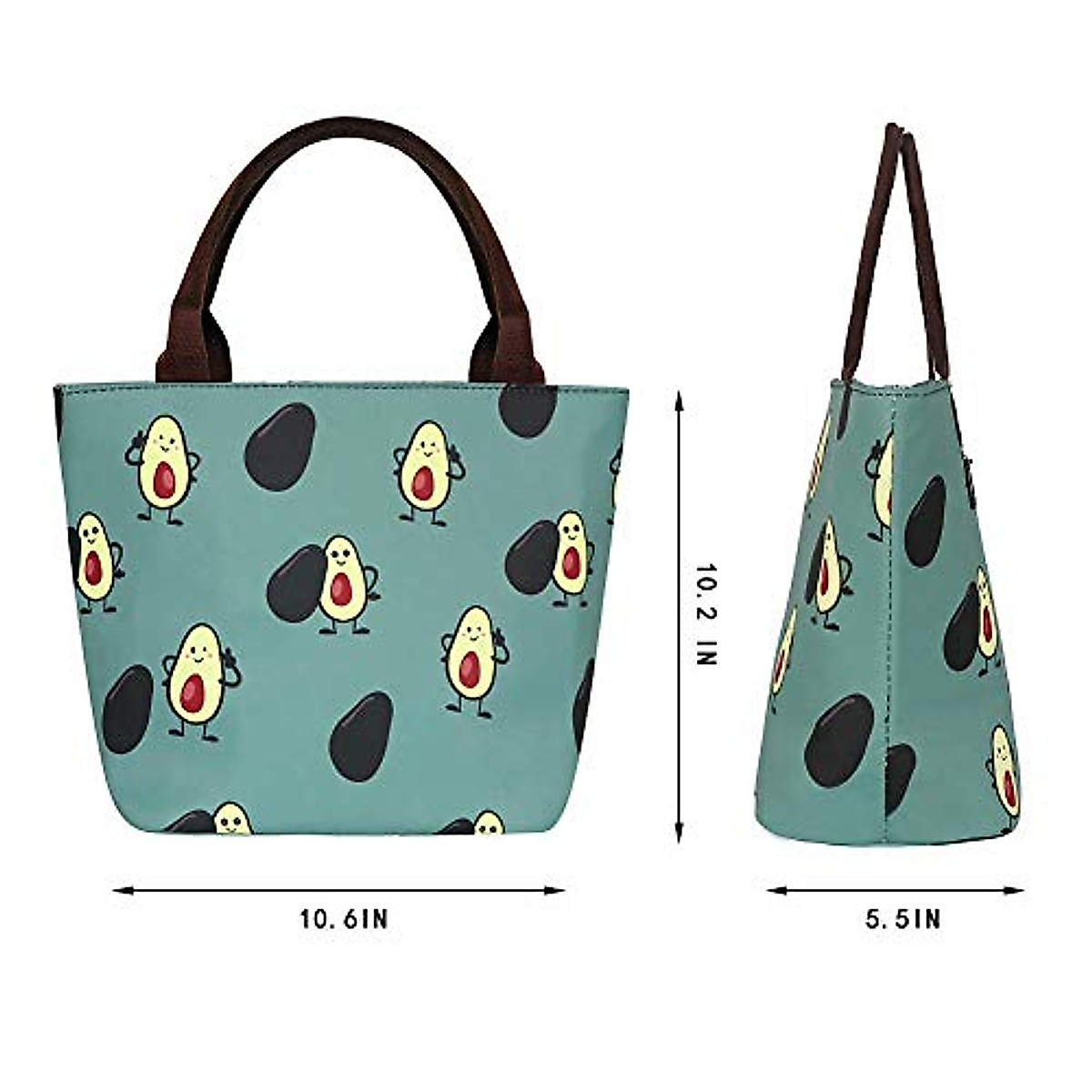 E-Clover Lunch Box for Women Insulated Lunch Bag Reusable Lunchbox Cooler Bags for Office Work Beach Travel Avocado Gifts