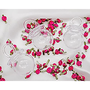 Lassos Boutique Fillable Baby Shower Pacifier Candy Favor Box, Birthday Party Table Decoration, Clear Transparent 24 Pack
