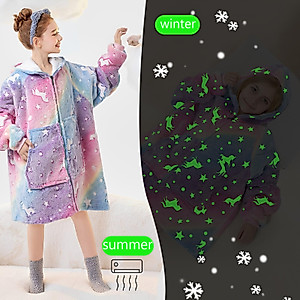 MeMoreCool Wearable Blanket Kids Blanket Hoodie, Hooded Blanket Kids Comfy Blanket Sweatshirt, Toddler Blanket with Hood