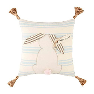Mud Pie Bunny Striped Pillow, 16" x 16", Hop