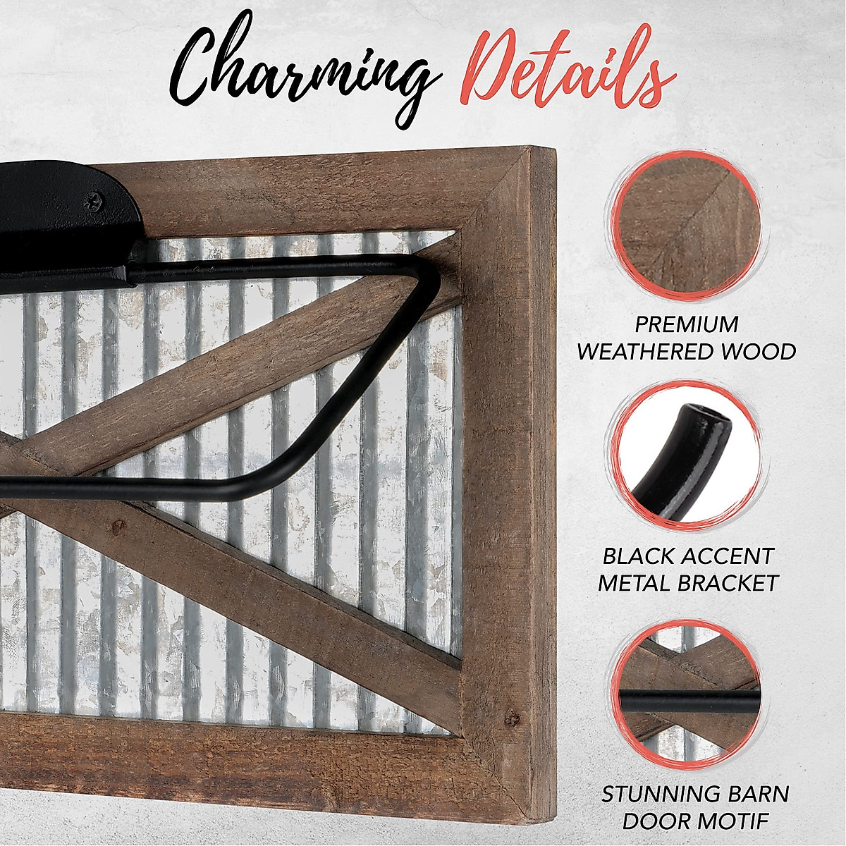 Autumn Alley Rustic Farmhouse Paper Towel Holder Wall Mount - Country Home Decor Rustic Farmhouse for Kitchen - Wood and Galvanized Kitchen Decor - Farmhouse Kitchen Wall Decor