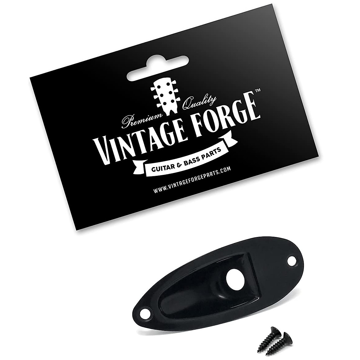 Vintage Forge Black Jack Plate for Fender Stratocaster Strat Guitar Recessed Output Jackplate JP110-BLK