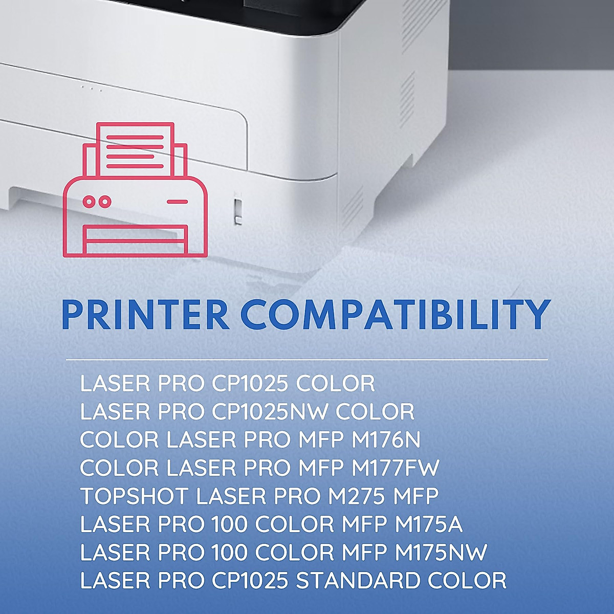 (New Chip) 130A Black Cyan Magenta Yellow Toner Cartridges 5-Pack | Replacement for HP 130A for Pro 100 color MFP M175, Pro CP1025, TopShot Pro M275 MFP Series Printer | CF350A, CF351A, CF352A, CF353A