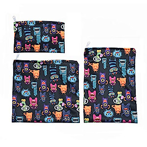 3PCS Eco-Friendly Sandwich Bag, Reusable Waterproof Fabric Snack Bags, Washable and Durable Storage Bags with Zippers for Sandwich, Bread, Etc (blue)