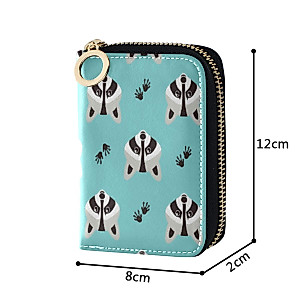 MOYYO RFID Credit Card Holder Case Animal Cute Raccoon Leather Printed Zipper Card Case Wallet for Women Girls