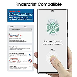 amFilm Elastic Skin Screen Protector for Samsung Galaxy S22 Ultra 5G 6.8 inch, Fingerprint ID Compatible, HD Clear, TPU Film Full Coverage, Thermoplastic Polyurethane, 2 Pack