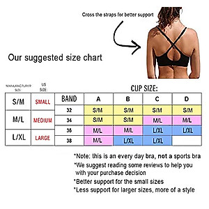 Blue 55 Women's Bralette Wireless Padded Bra Top Sexy Everyday Basic Deep V-Neck (S/M, Polka-Dot)
