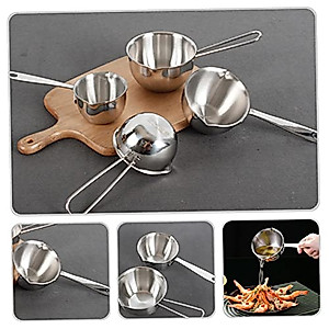 Veemoon Chocolate Milk 3pcs and Stick Pouring Pour Stainless Warmer Stockpot Kitchen Korean Spout Non Handle Soup Cookware Stovetop Melting Cooking Pot Stove Ml Saucepan Boiling Turkish Coffee Pot