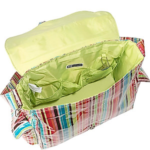 Kalencom Laminated Buckle Bag, Fleur De Lis Chocolate Cream