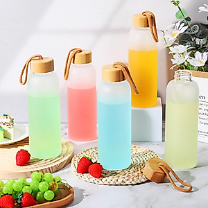 Uiifan 10 Pcs 20 oz Sublimation Glass Blanks with Bamboo Lid and Portable Rope Sublimation Glass Water Bottle Leakproof Sublimation Cups Glass Outdoor Travel Sublimation Tumblers for Heat Press