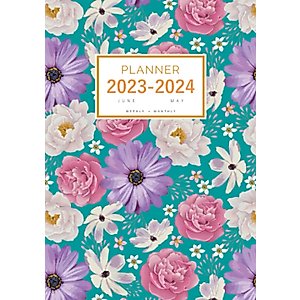 Planner 2023-2024: A5 Weekly and Monthly Organizer from June 2023 to May 2024 | Fantasy Paisley Mandala Design Teal