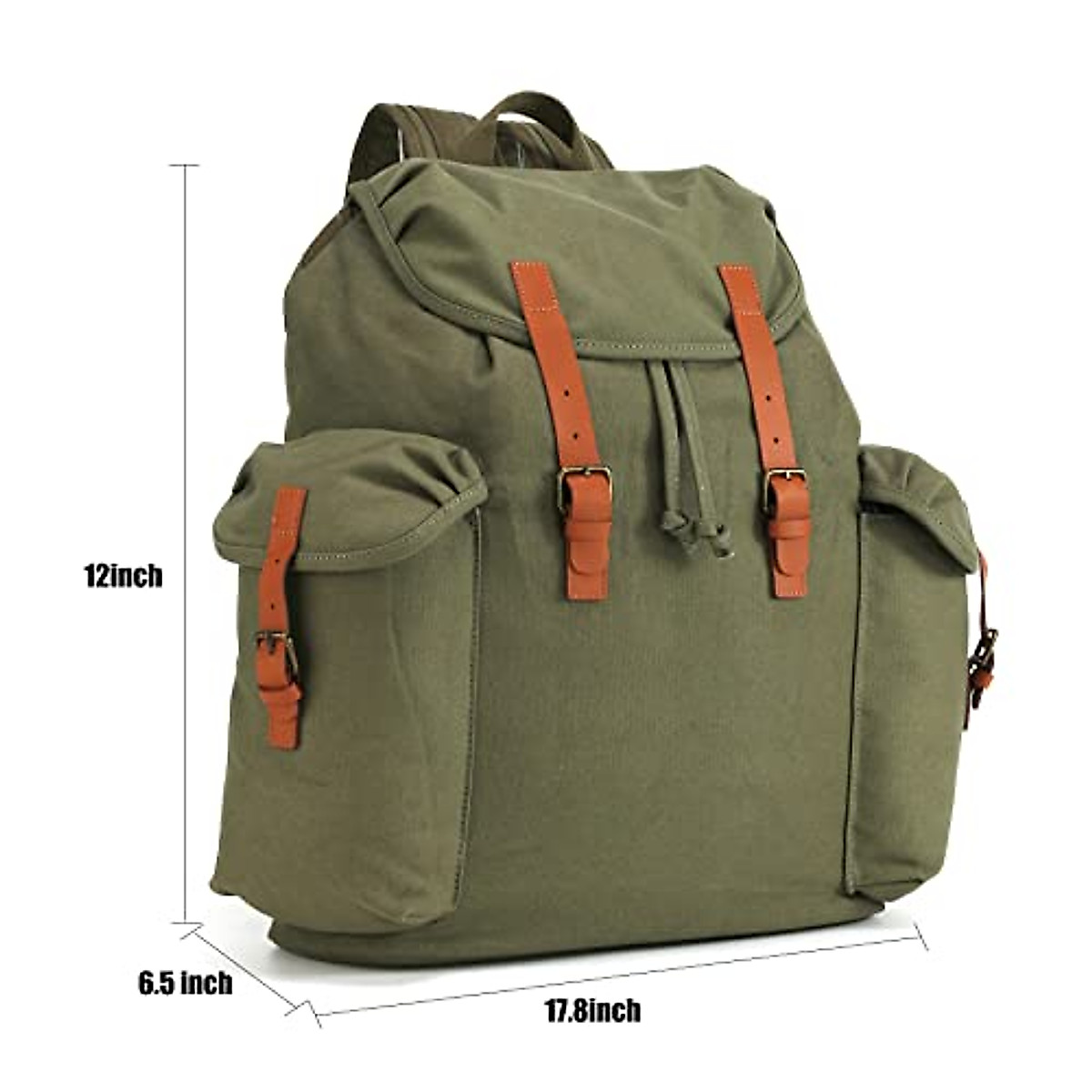 WINTMING Vintage Canvas Backpack Women Men Travel Rucksack Casual Laptop Backpack (Army Green)