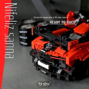 Nifeliz Super car Sanna MOC Building Blocks and Construction Toy, Adult Collectible Cars Set to Build, 1:12 Scale Sports Car Model (1182 Pcs)