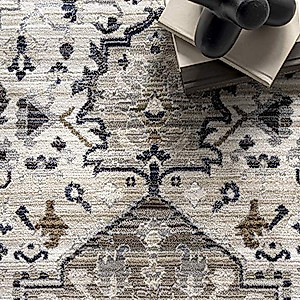nuLOOM Oliveira Floral Medallion Fringe Area Rug, 9' x 12', Beige