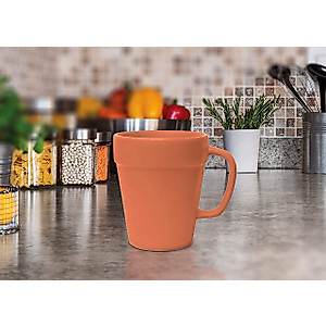 Culver 14-ounce Flower Pot Ceramic Mug, Set of 2 (Terra Cotta Color)