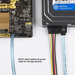 CableCreation SATA III Cable, [5-Pack] 18-inch SATA III 6.0 Gbps 7pin Female Straight to Straight Angle Female Data Cable with Locking Latch, 1.5 FT Blue