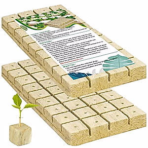 Halatool 1.2 inch Rockwool Cubes 2 Sheets Fluffy Porous Hydroponics Planting Cubes for Soilless Cultivation Seedlings Cuttings Clone Plants (72 Plugs Total)