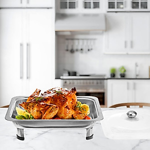 DOITOOL 1 Set Four-Legged Fish Grill Square Buffet Tray Buffet Plate Stainless Steel Food Tray Versatile Food Plate Food Holding Plate Buffet Supply Restaurant Accessory Square Food Plate