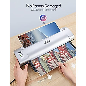 Laminator Machine, SINOPUREN 13-inch Thermal Laminator, with Paper Trimmer, Corner Rounder, 10 Pouches Sheets, Quick Warm-Up, Cold and Hot Laminating for Home/School/Office