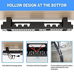 2PACKS Cable Management Under Desk Tray Adjustable Large Under Table Cord Wire Organizer for Standing Desk