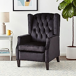 Christopher Knight Home Diana Wingback Recliner, Black + Dark Brown