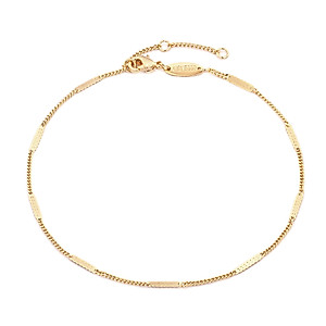 Bar Chain Anklet,14K Gold Plated Handmade Cute Dainty Anklet for Women