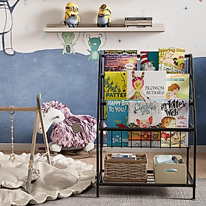 aboxoo Kids Bookshelf Todder Freestanding for Children Room 18 inches Small Toddler Bookcase Toy Organizer Play Black Stable Bookcase Bookstore Library Book Unit Storage for Small Place,Black