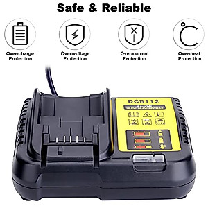 Biswaye 20V MAX Battery Charger DCB112 DCB115 for 12V, 20V and 60V MAX Lithium Battery DCB201 DCB204 DCB606 DCB609 DCB207 DCB206 DCB203 DCB200 DCB120 DCB127 Power Tool Battery Charger