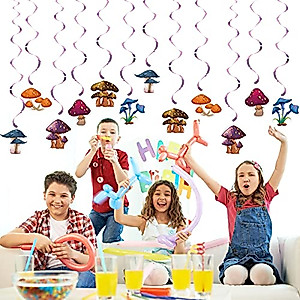 Enjoyful 12PCS mushroom Hanging Swirls Ceiling Streamers Decorations, for Family Birthday Party Favors Supplies and Baby Shower