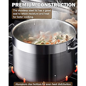 Cooks Standard 02616 Professional Grade Lid 30 Quart Stainless Steel Stockpot, Silver
