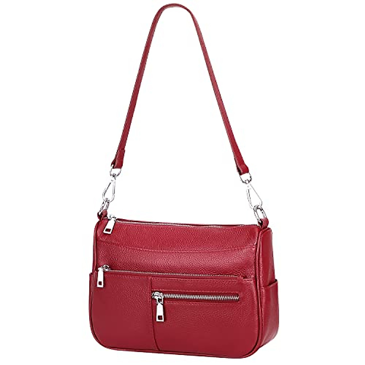 Over Earth Genuine Leather Shoulder Bag Small Crossbody Handbags for Women Ladies Purse(O131E Wine Red)