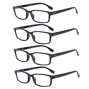CessBlu 4 Pack Vintage Reading Glasses Men Comfort Readers Women Reading Eyeglasses(Black,+3.00)